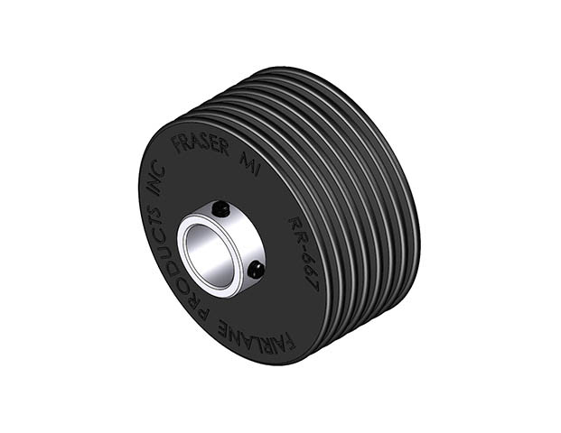 Finned Roller - 1 in Shaft Drive - 35 Dur Neoprene - 4.00 in Dia X 1.94 ...